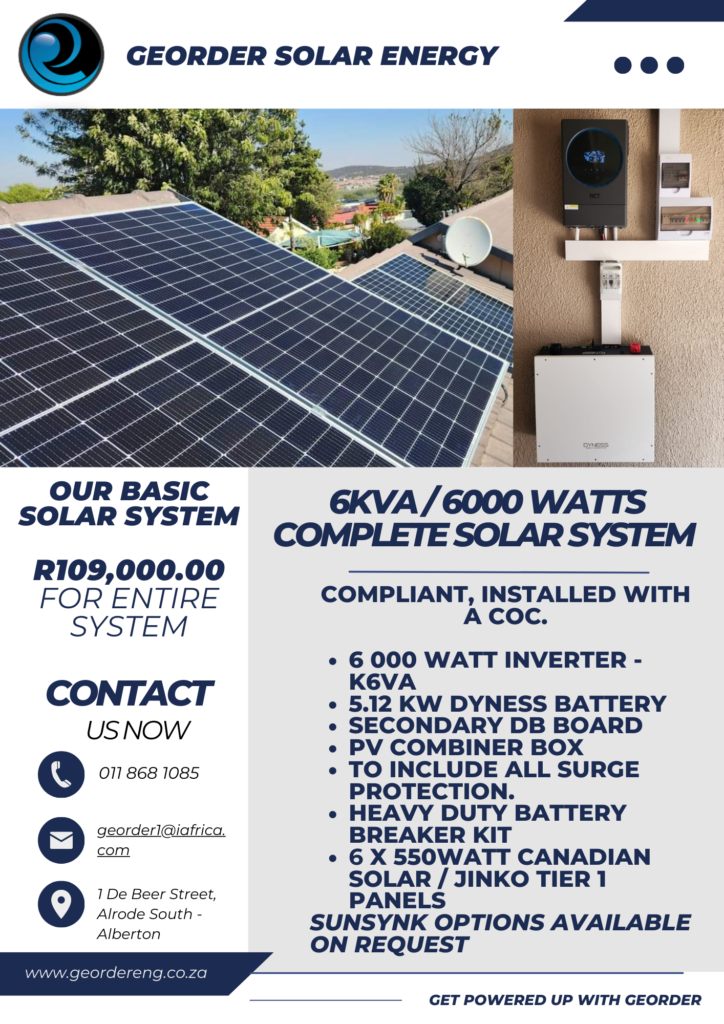 6Kva / 6000 Watts Complete Solar System - Georder Engineering